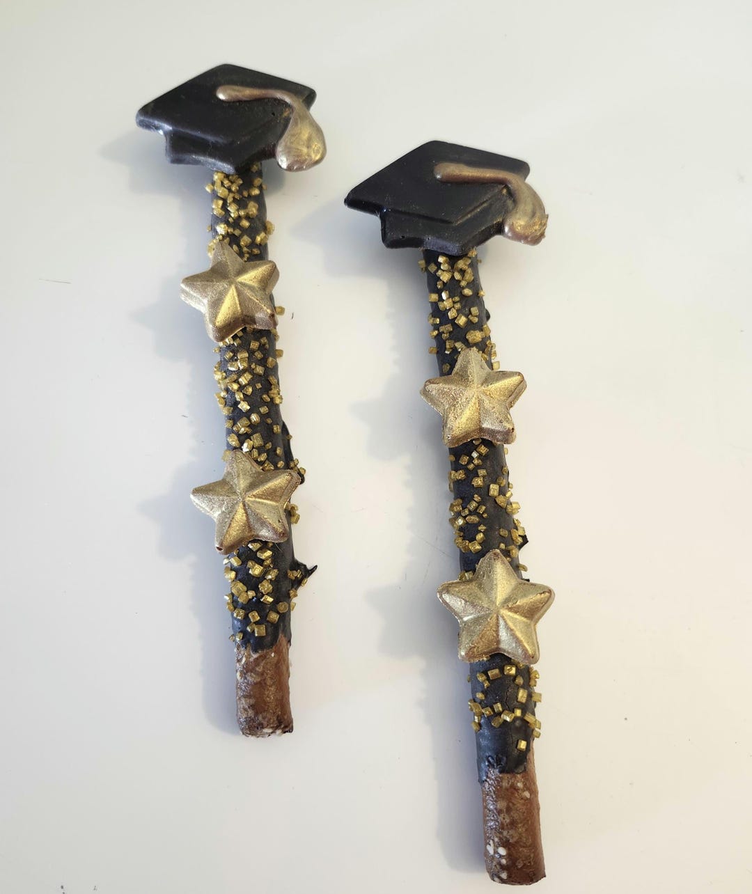 Black and Gold Graduation Pretzel Rods(12) - Etsy
