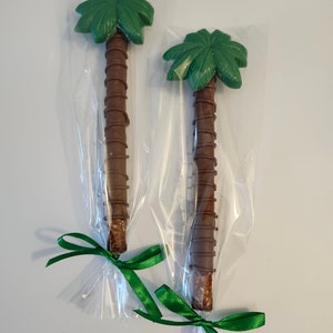 Palm Tree Chocolate Covered Pretzel Rods (12) Hawaiian Party Luau - Etsy