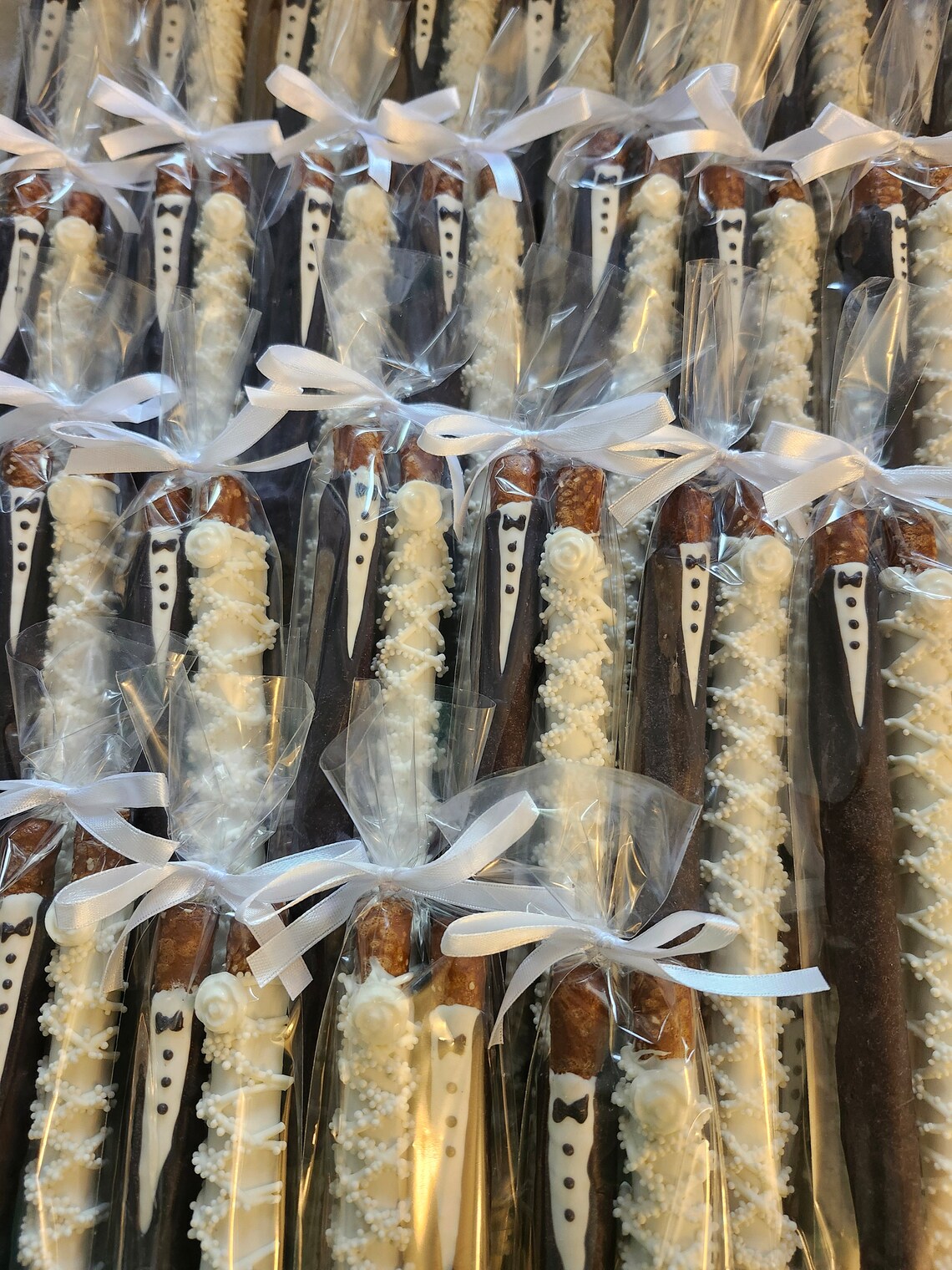 Bride and Groom Chocolate Covered Pretzels (12-2pks) - Etsy