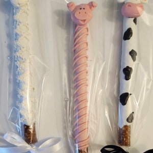 Farm Animal Chocolate Covered Pretzel Rods(12) - Etsy
