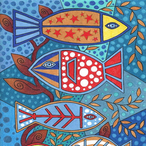 Folk Art Fish - Etsy