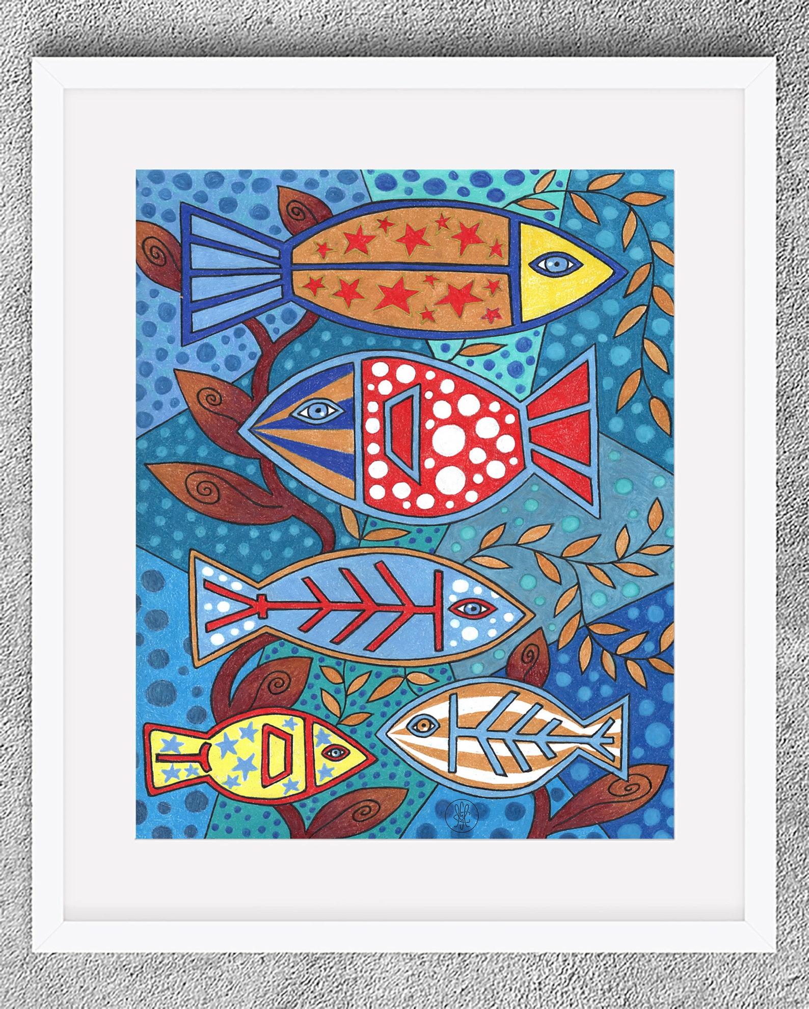 Patriotic Folk Art Fish, Folk Art Fish, Folk Art Patriotic Fish, Folk ...