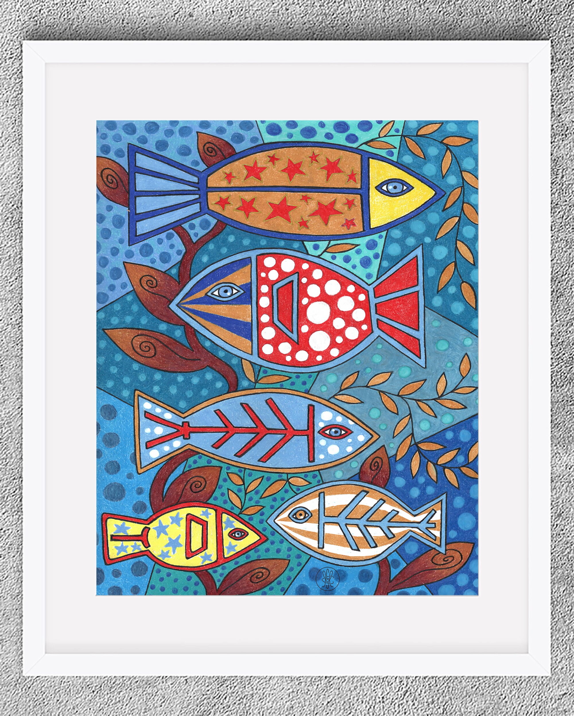 Patriotic Folk Art Fish, Folk Art Fish, Folk Art Patriotic Fish, Folk ...