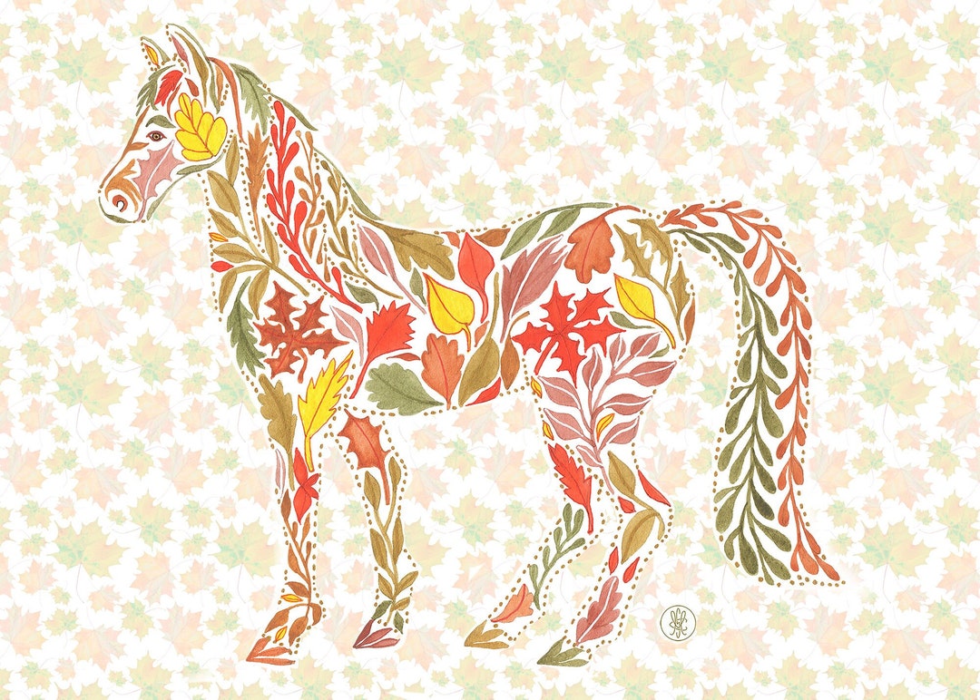 Autumn Horse, Fall Horse, Horse Painting, Watercolor Horse in Autumn ...