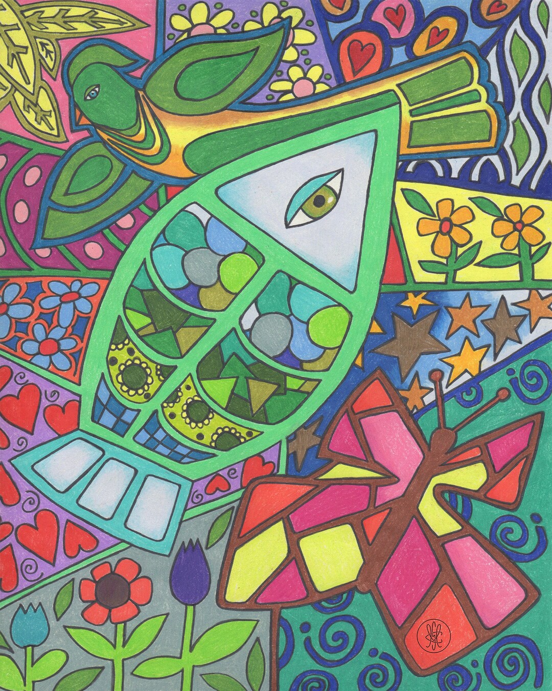 Fish, Folk Art Fish | Folk Art Fish Drawing | Folk Art Animals | Folk ...