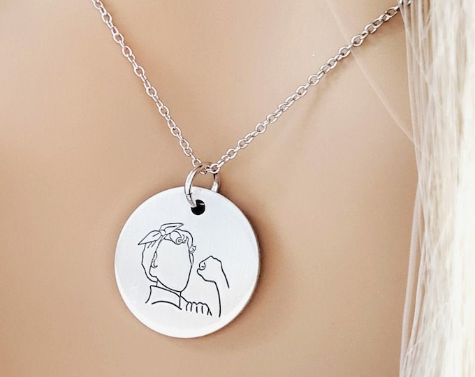 Rosie the Riveter Necklace, Girl Power, We Can Do It Jewelry, Feminist ...