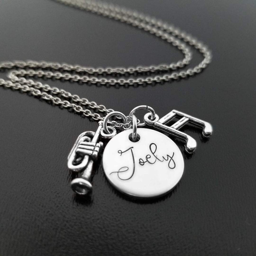 Musical Instrument Necklace, Personalized Marching Band Geek Jewelry ...