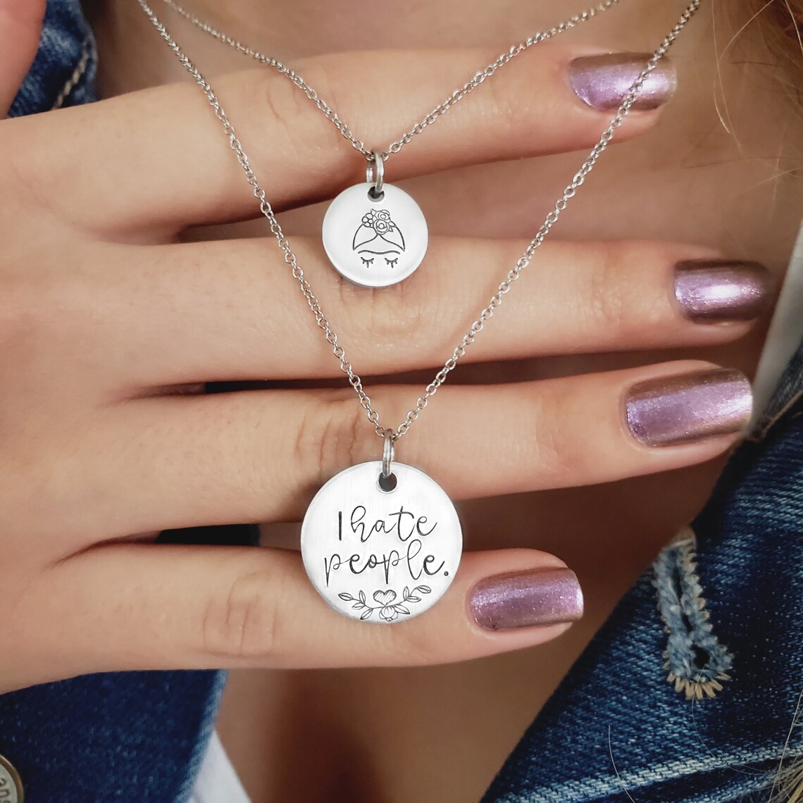 I Hate People Necklace Funny Jewelry Inappropriate Sarcastic | Etsy