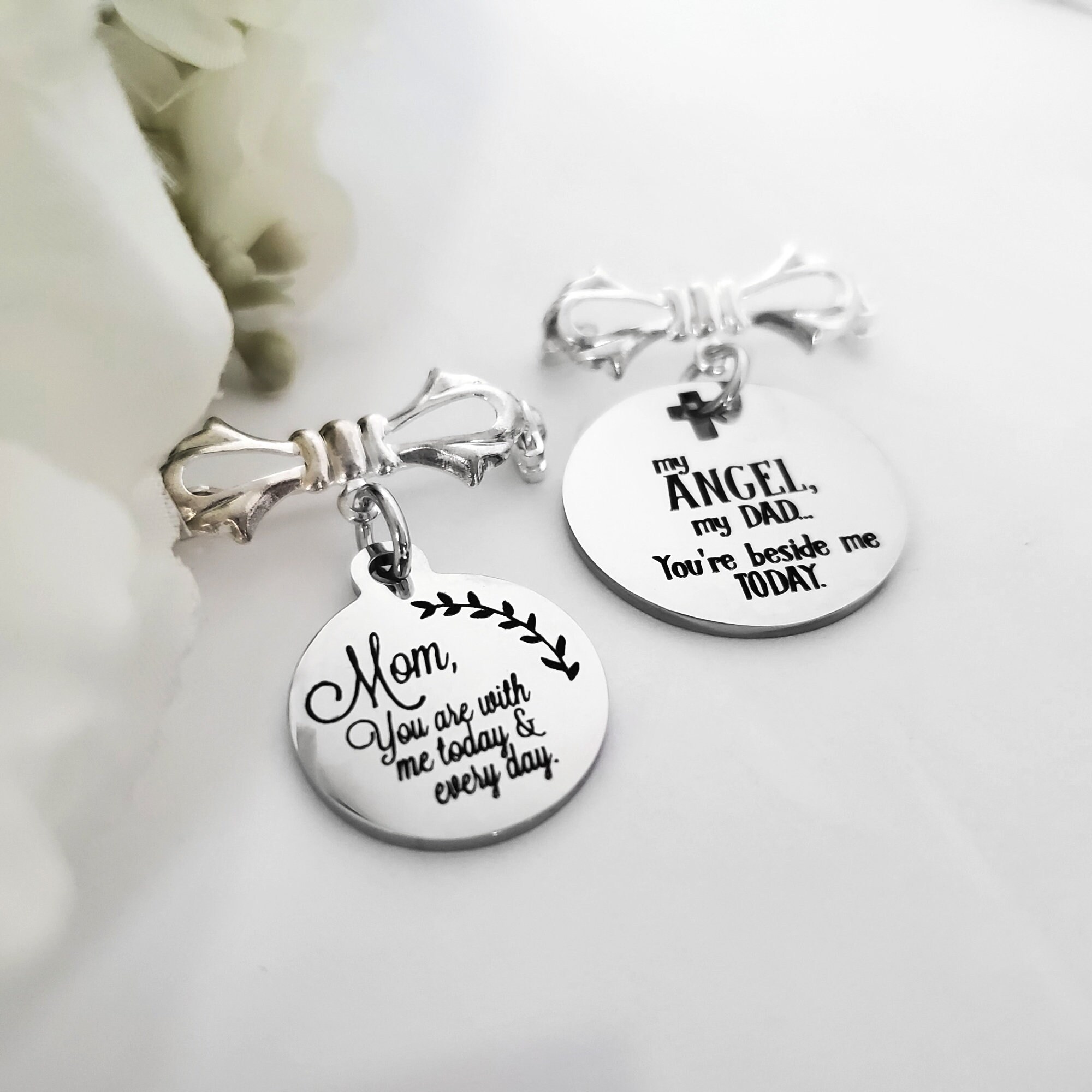 Mom Memorial Lapel Pin, Stainless Steel Remembrance Keepsake, Wedding ...