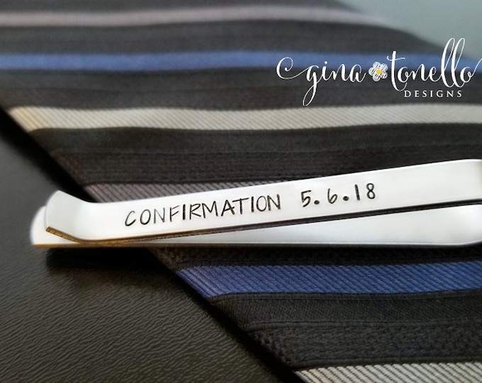 Personalized CONFIRMATION Gift for Boy, Non Engraved Tie Clip Hand ...
