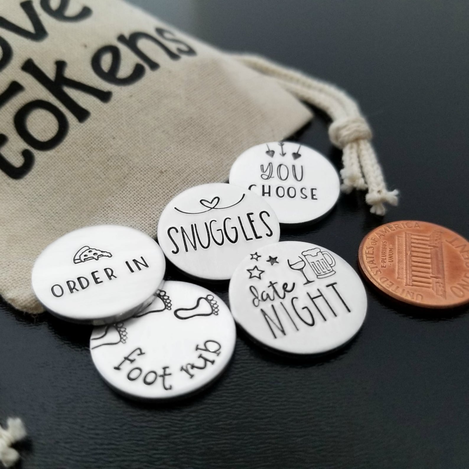 Romantic Gift for Wife Love Tokens Coins Boyfriend Date - Etsy
