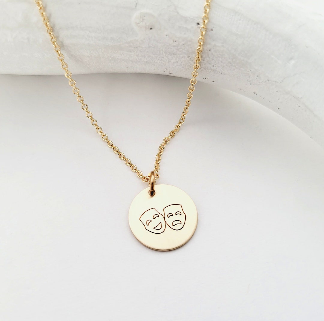 Dainty Comedy Tragedy Mask Necklace, Theatre Gift for Drama Actor ...