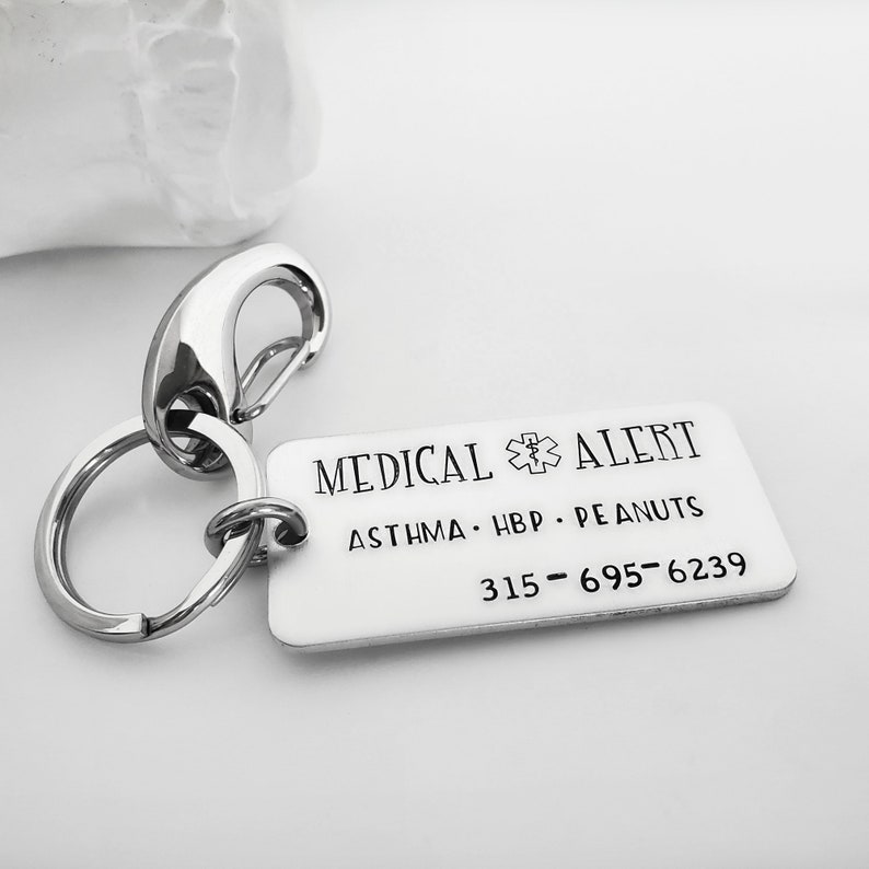 Personalized Medical Alert Keychain With Phone Number | Etsy