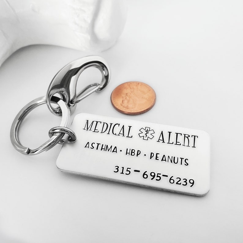 Personalized Medical Alert Keychain With Phone Number | Etsy