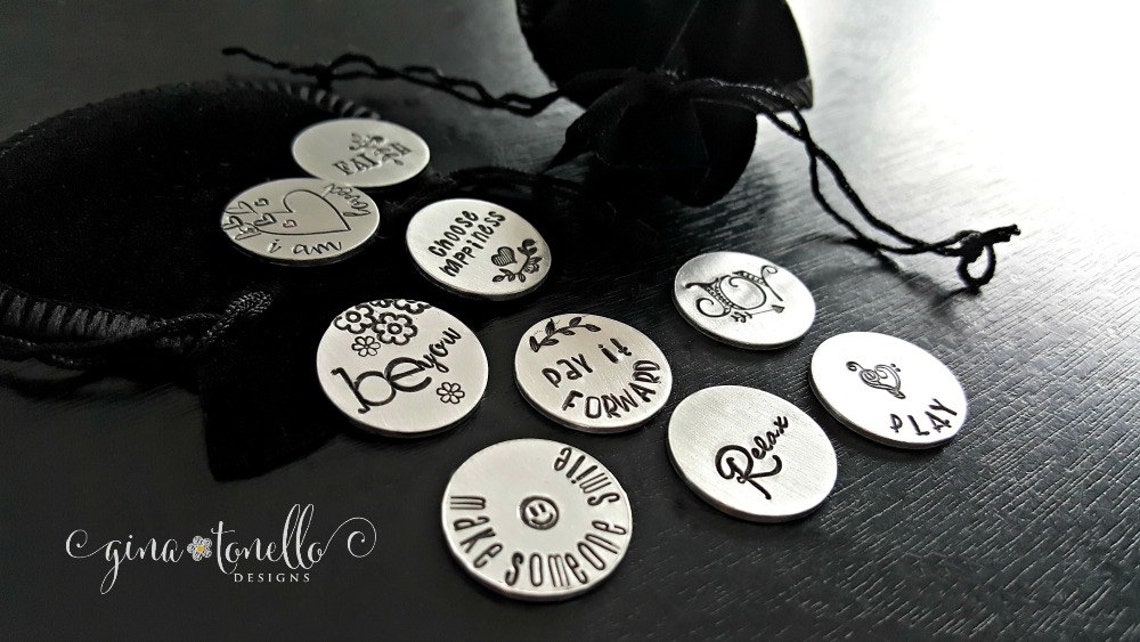 Personalized Pocket Coins With Inspirational Words, Good Luck Pocket ...