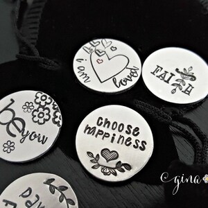 Personalized Pocket Coins With Inspirational Words, Good Luck Pocket ...