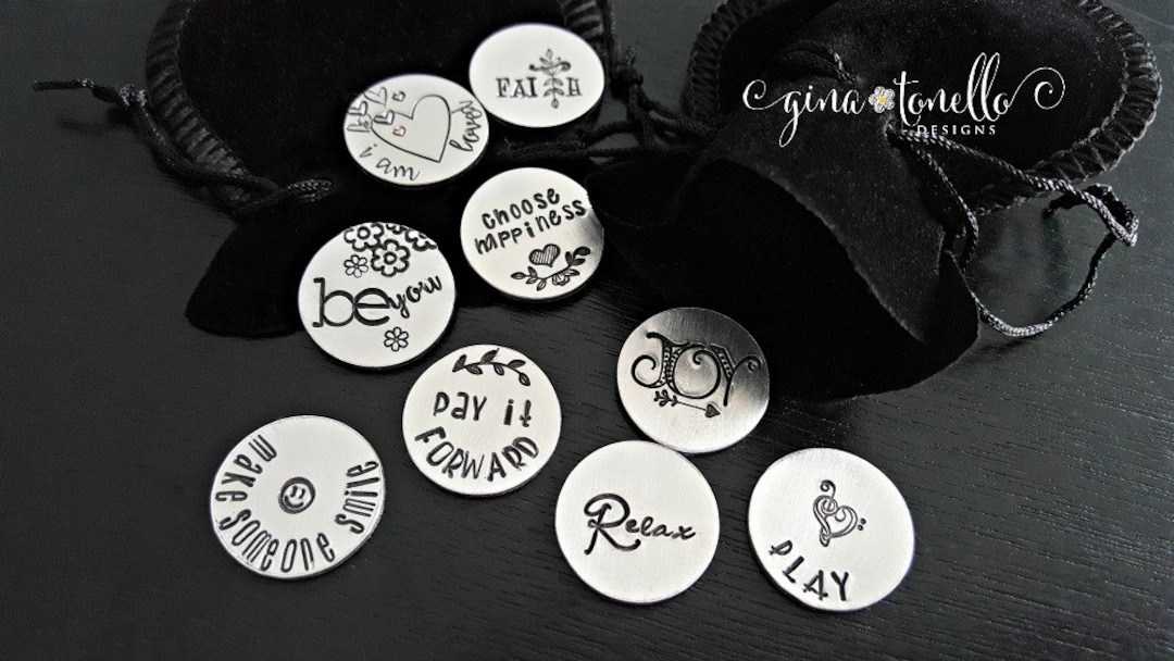 Personalized Pocket Coins With Inspirational Words, Good Luck Pocket ...