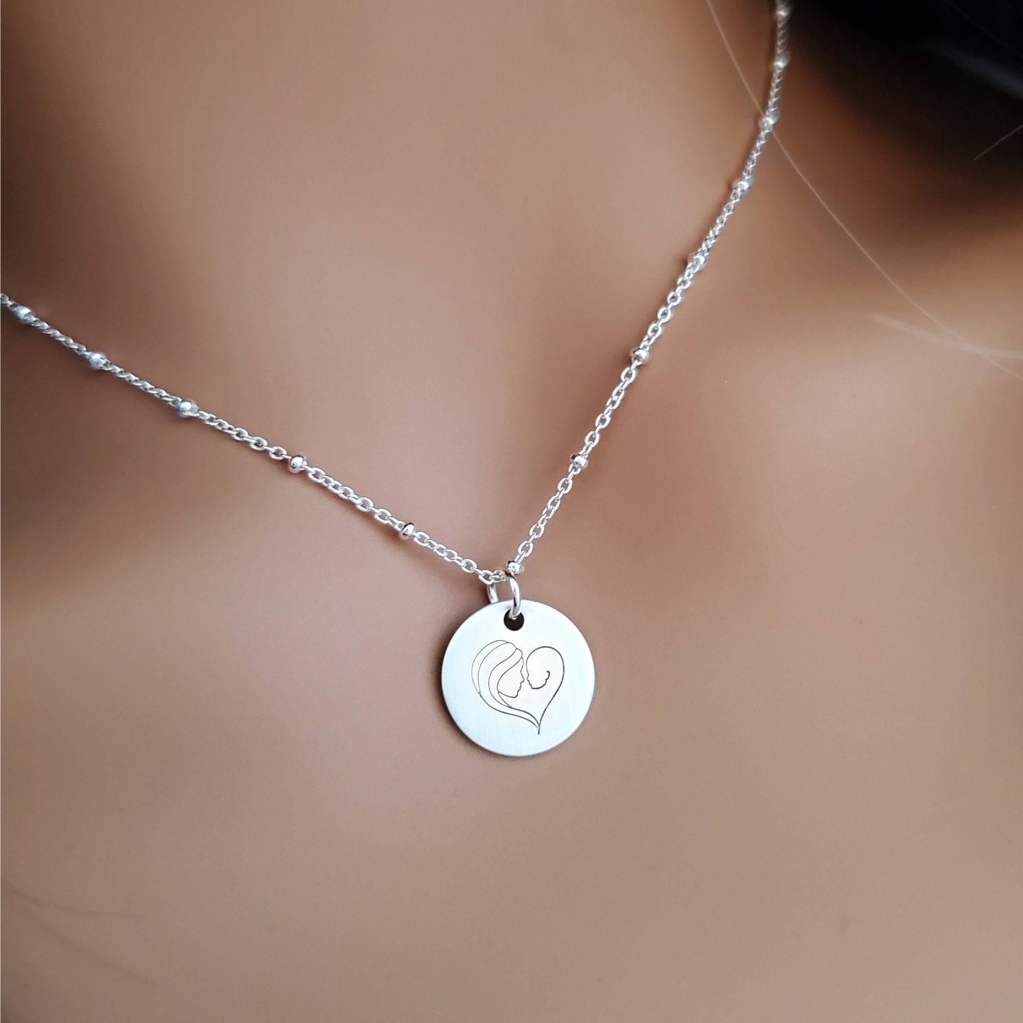 Mother and Child Charm Necklace New Baby Gift for Mom | Etsy