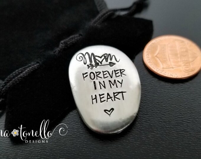 Memorial Pocket Coin Keepsake, Forever in My Heart Worry Stone, Loss of ...