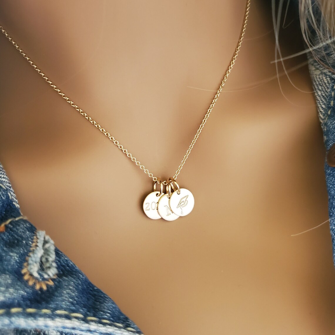 Personalized Gold Filled Senior Necklace, Graduation Cap, Class of 2025 ...