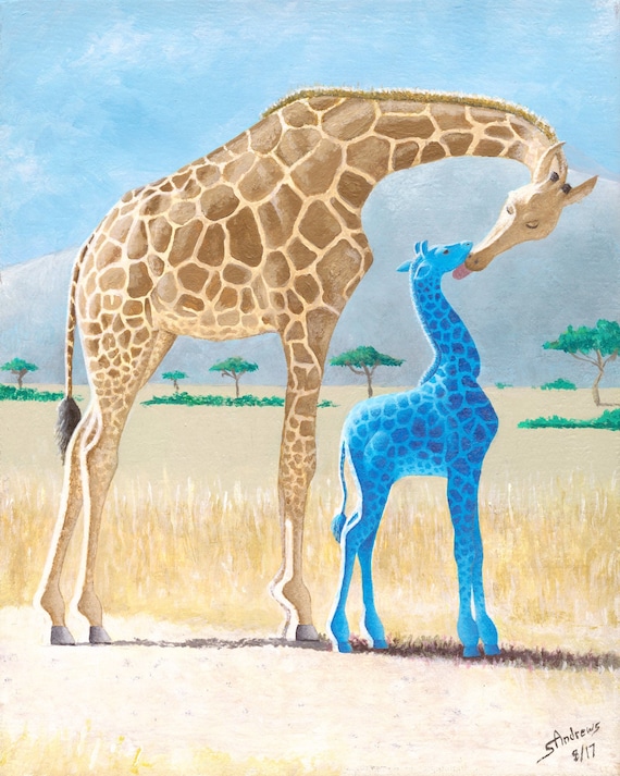 Blue Giraffe Print Background