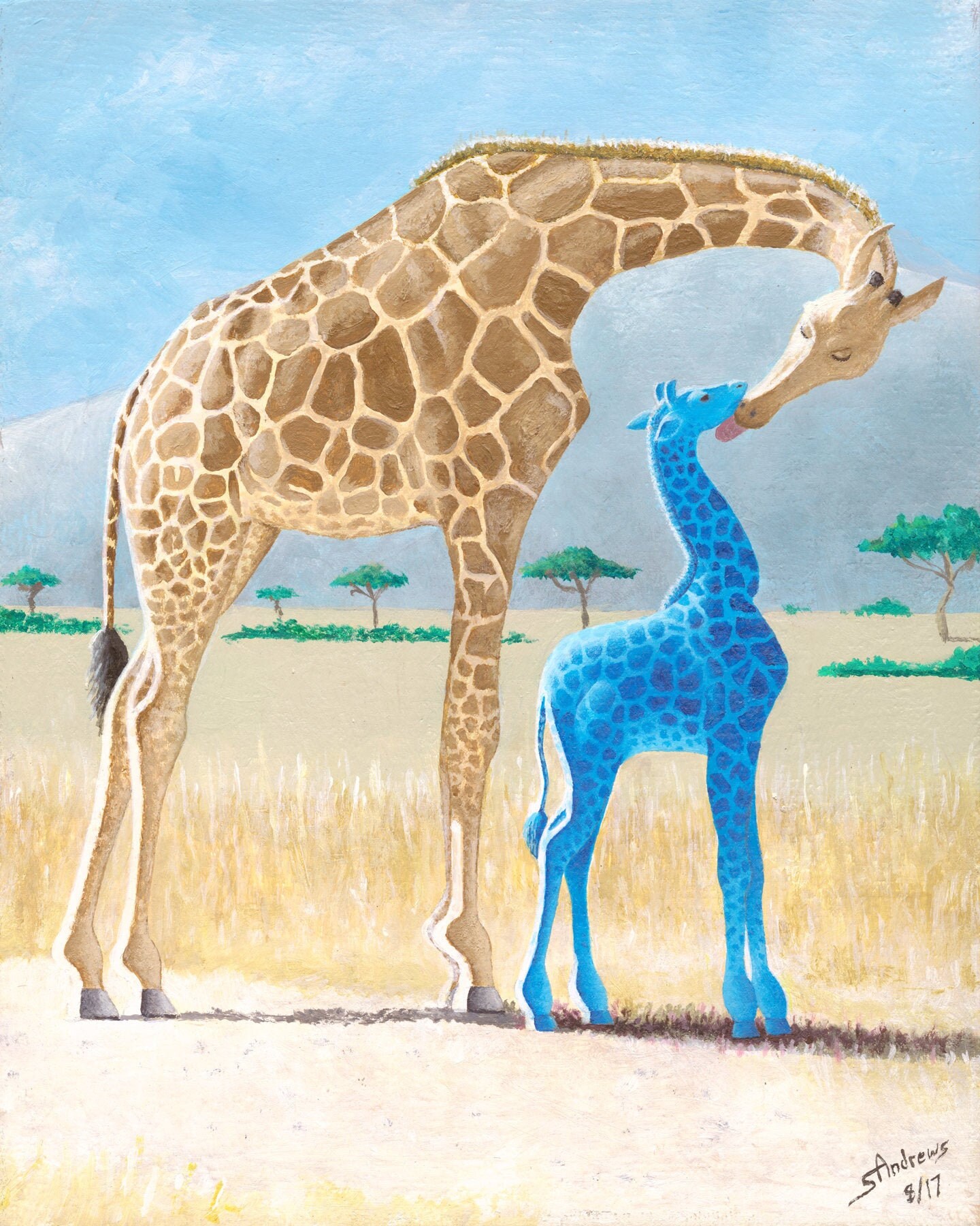 Dark Blue Giraffe Print