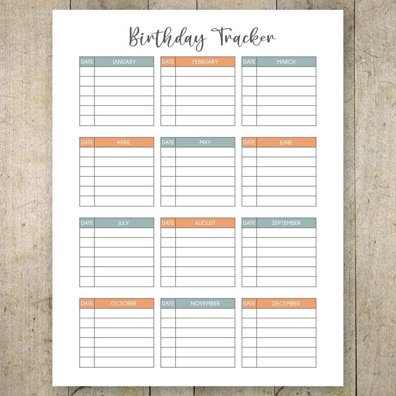 Birthday Tracker - Etsy