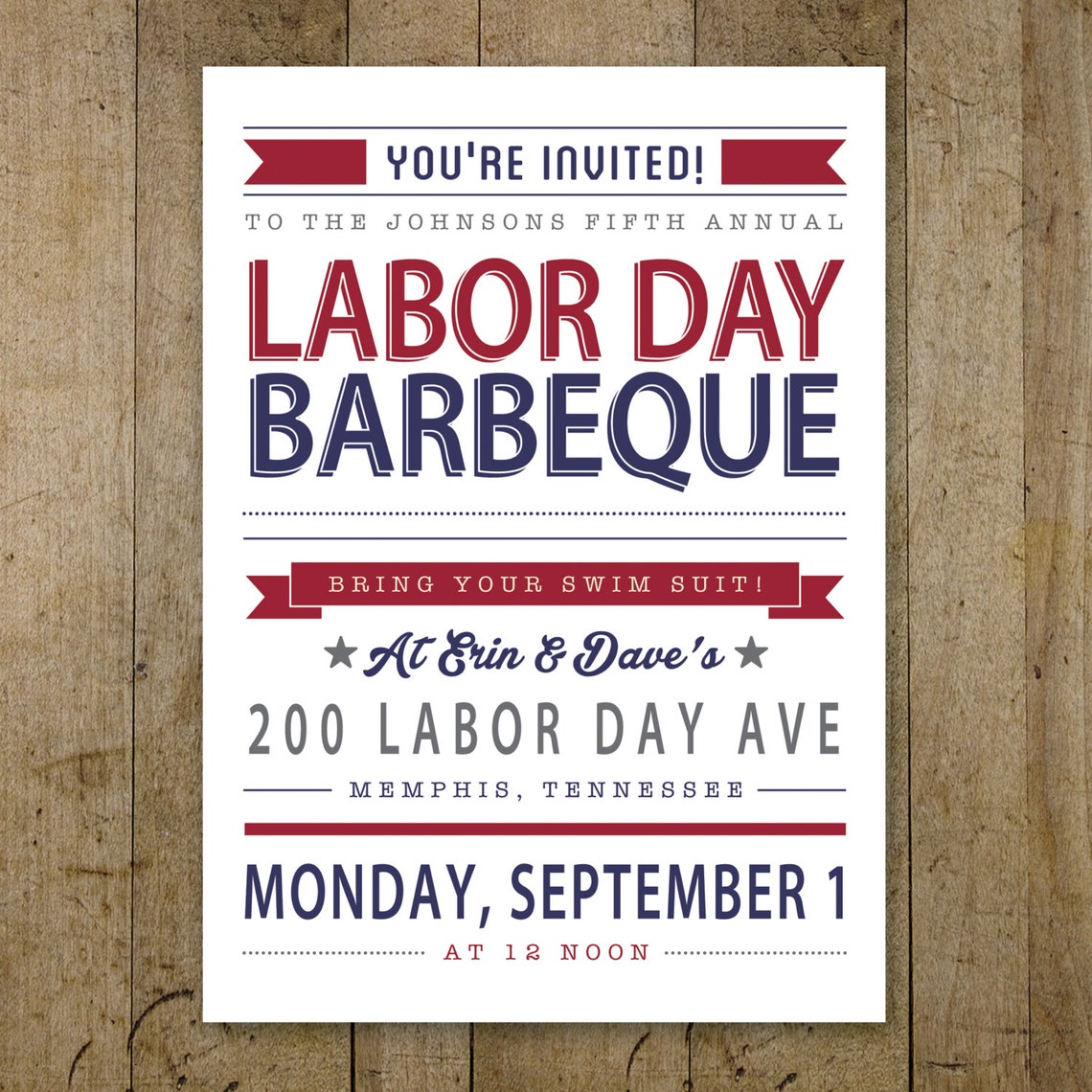 Labor Day Party Invitation, Personalized Invitation, Printable ...