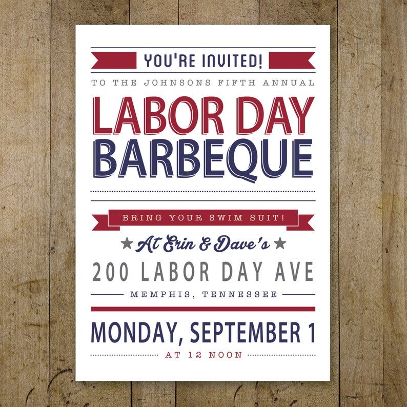 Labor Day Party Invitation Personalized Invitation Printable - Etsy