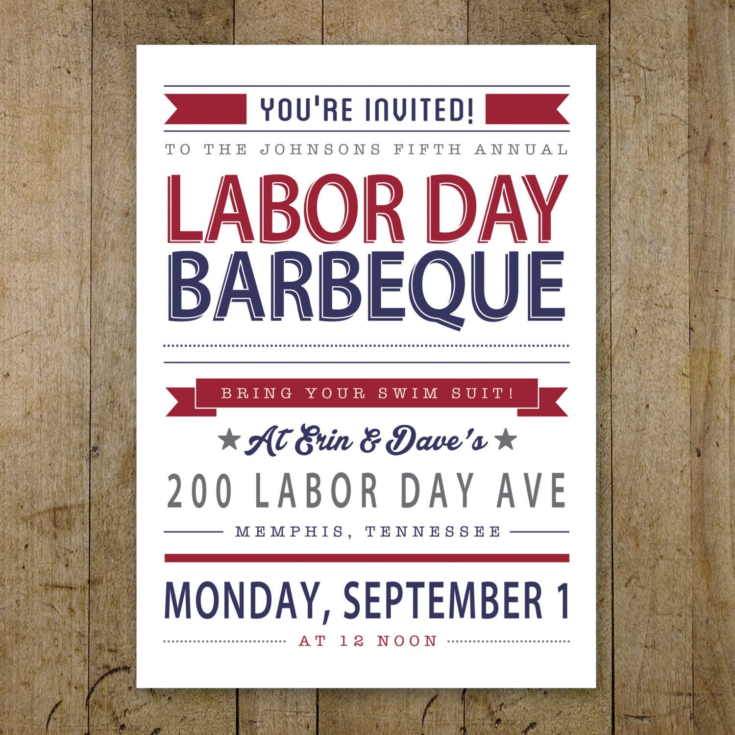 Labor Day Invitation Personalized Digital Printable Etsy