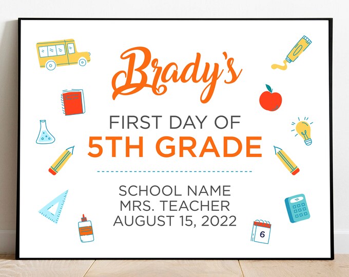 First and Last Day of School Sign With Flags, Printable, Editable PDF ...