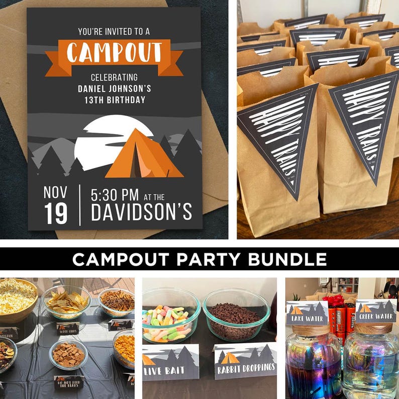 Camping Birthday Party Bundle Printable Birthday Package Instant ...