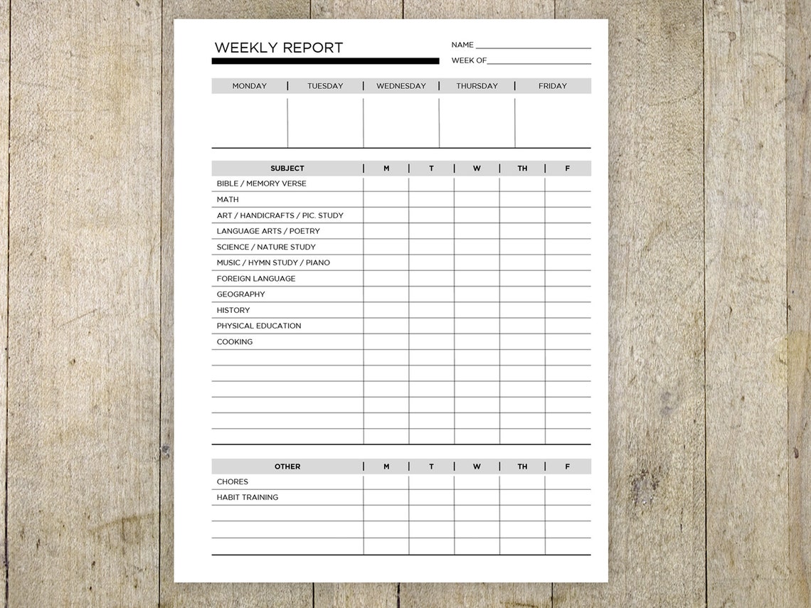 Printable Homeschool Weekly Planner and Record Keeper for School Canva ...