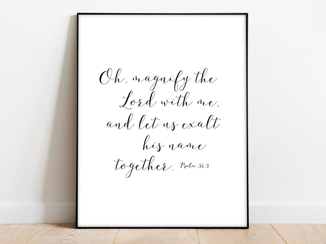 Magnify the Lord Printable Scripture Verse, Psalm 34, Bible Verse ...