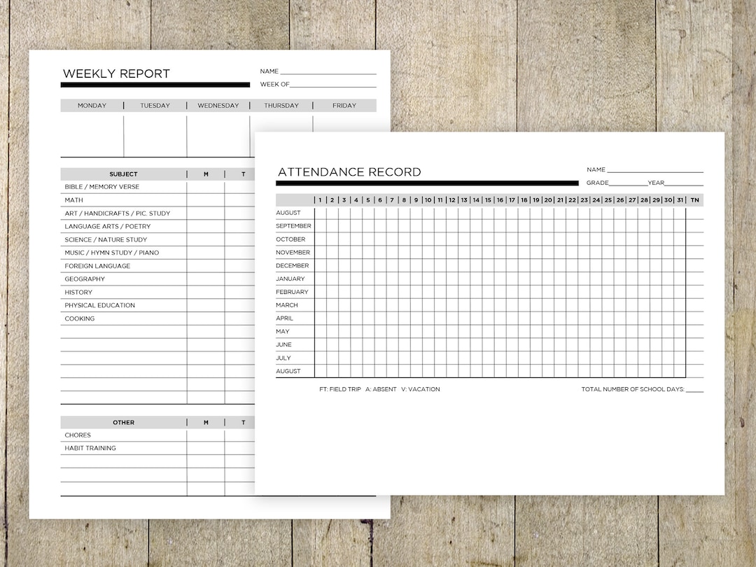 Printable Homeschool Attendance Record Keeper Editable Weekly and ...