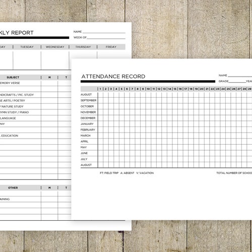 Printable Homeschool Attendance Record Keeper Editable Weekly - Etsy
