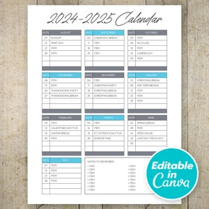 Editable Homeschool Planner, Year-at-a-glance, Monthly Calendar ...
