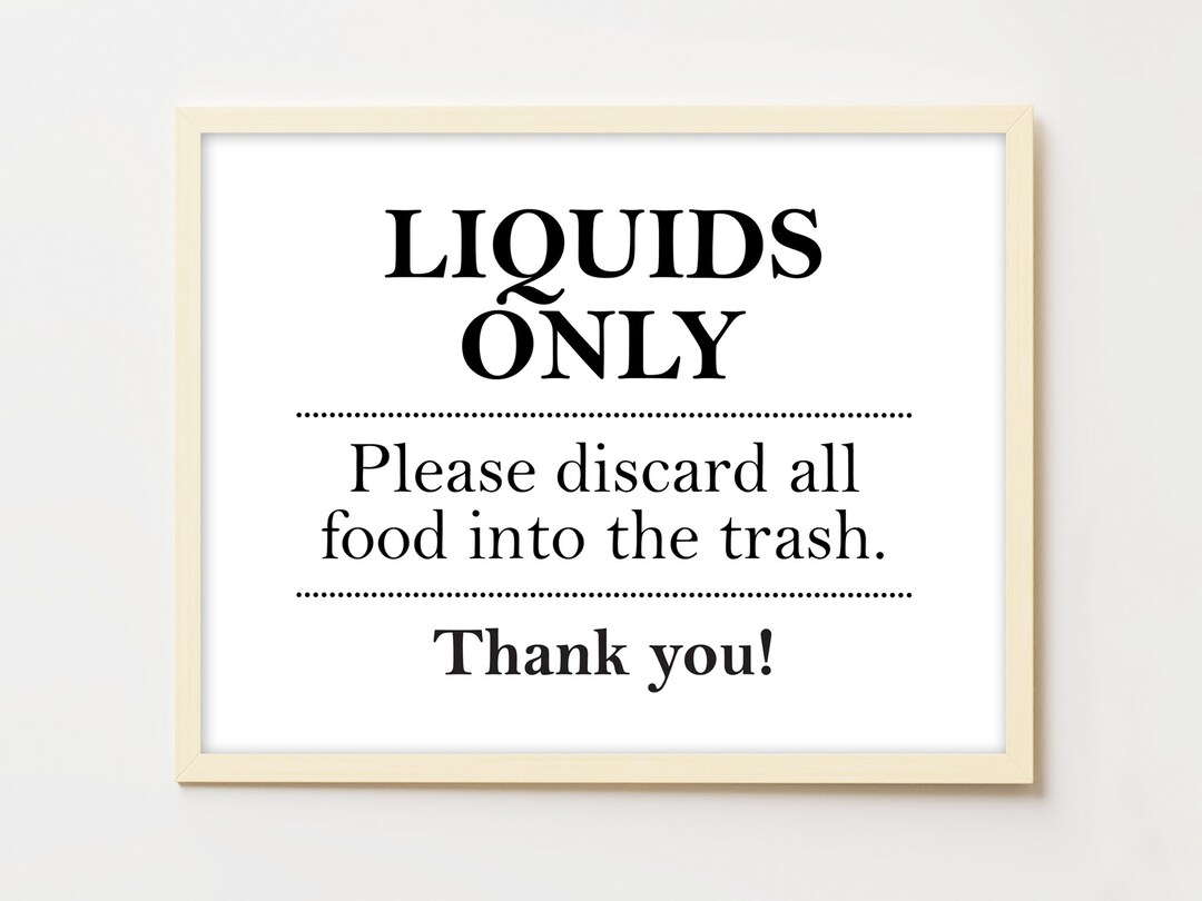 Liquids Only Printable Sign No Food in Sink Septic System Drain Only Do ...