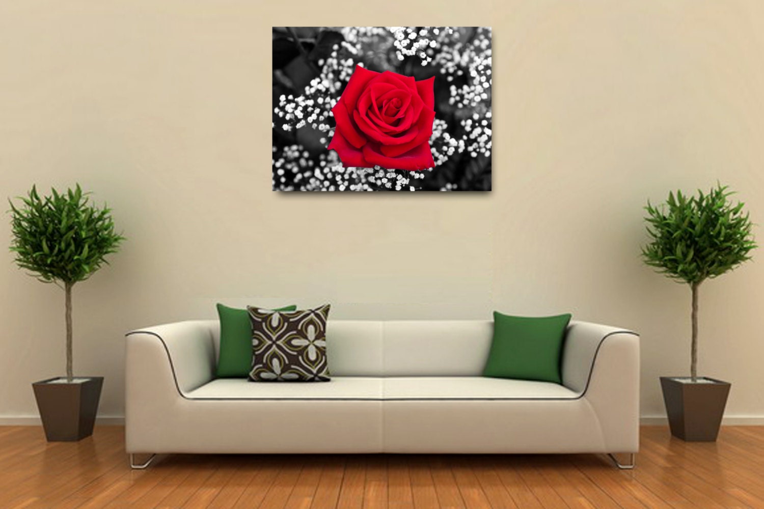 Red Rose Wall Art Canvas Gallery Wrap Flower Decor Large | Etsy