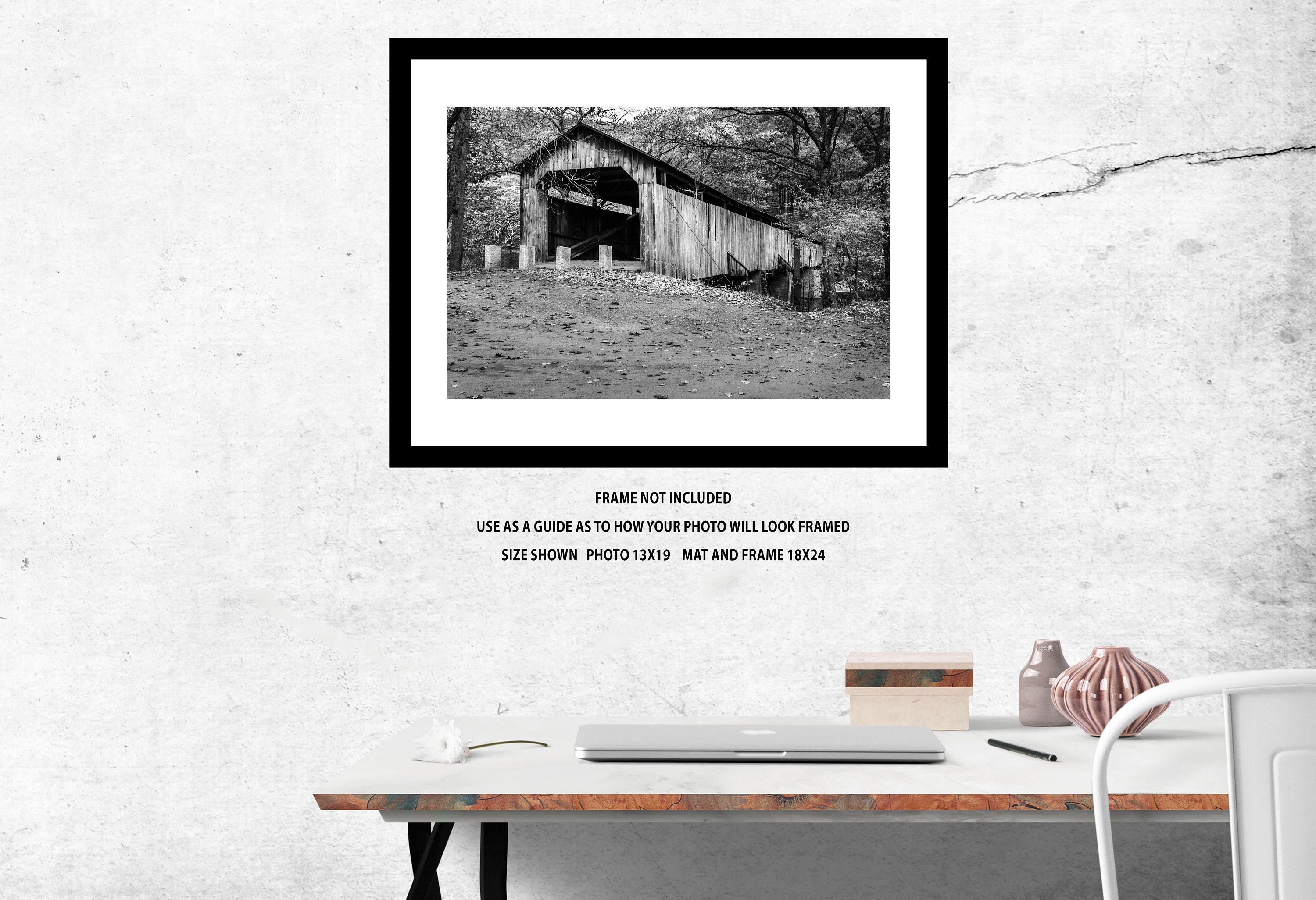 Black and White Rustic Farmhouse Wall Decor Photograph of Covered ...