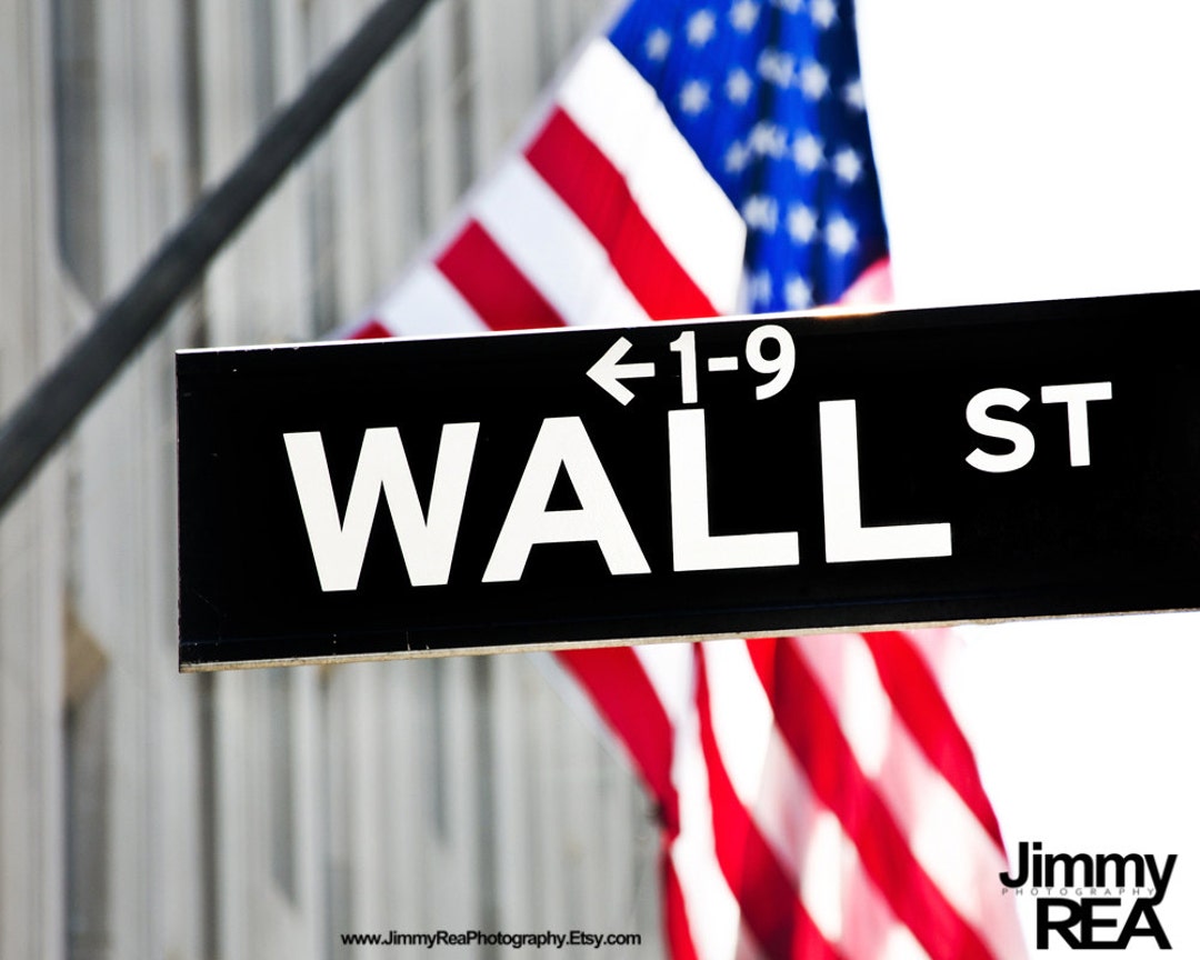 Fine Art Photography of Wall Street Sign With American Flag in ...