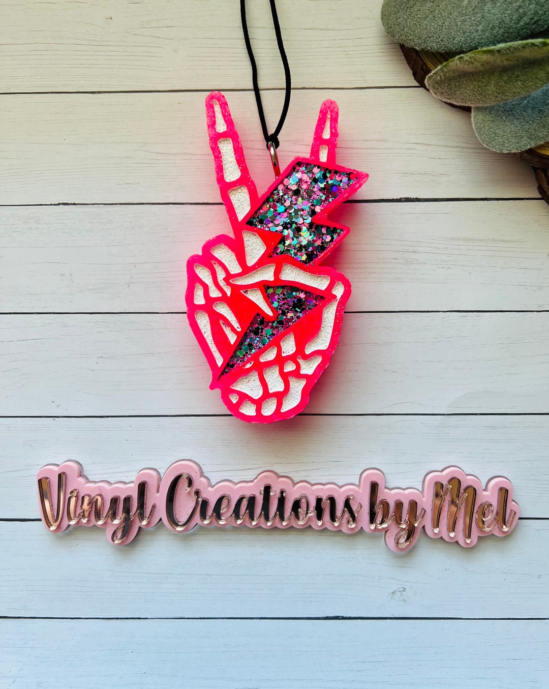 Peace Sign Skeleton With Lightning Bolt Car Freshie, Car Air Freshener ...