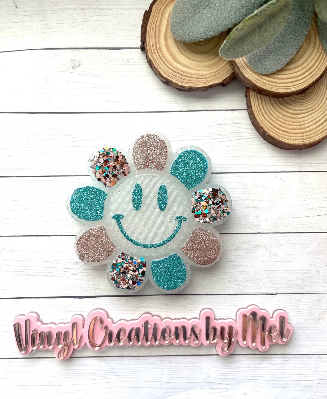 Smiley Flower Car Freshie, Car Air Freshener, Freshie, Aroma Bead Car ...