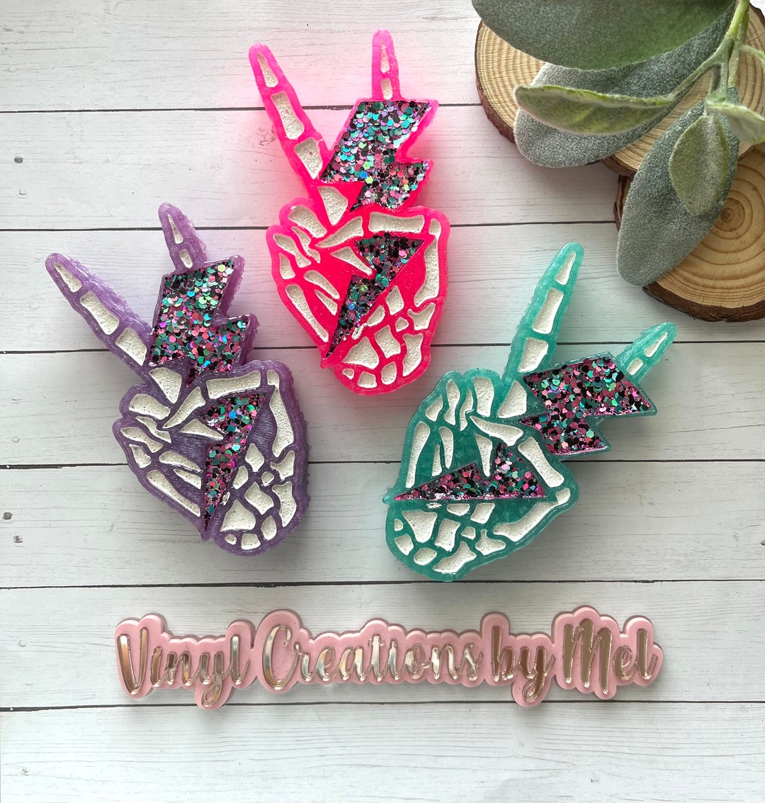 Peace Sign Skeleton With Lightning Bolt Car Freshie, Car Air Freshener ...