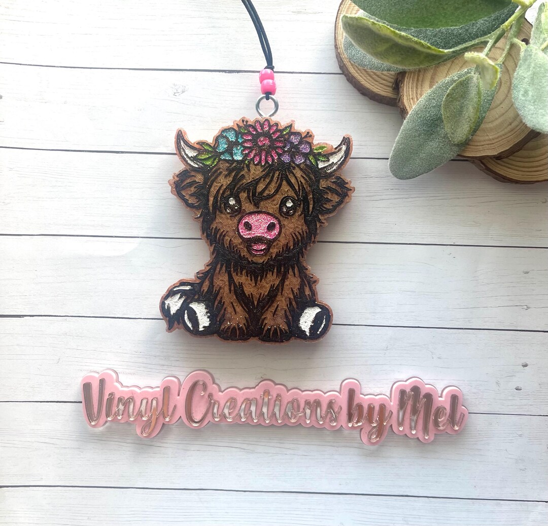Highland Cow With Flowers Freshie, Car Air Freshener, Freshie, Aroma ...