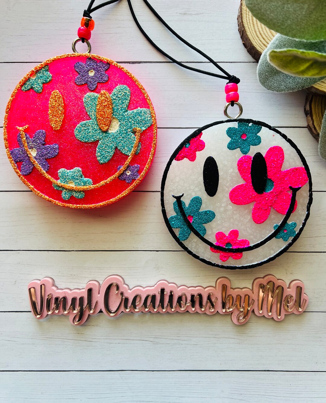 Floral Smiley Car Freshie, Car Air Freshener, Freshie, Aroma Bead Car ...