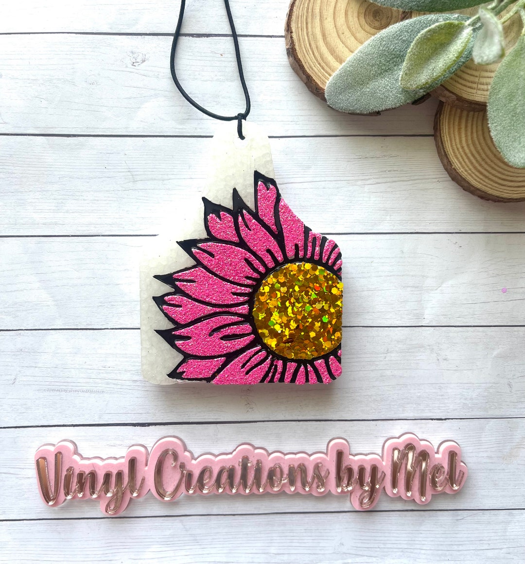 Sunflower Cow Tag Car Freshie, Car Air Freshener, Freshie, Aroma Bead ...