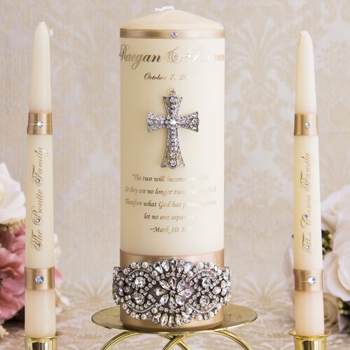 Unity Candle Set in Gold Wedding Unity Candles Gold Unity - Etsy