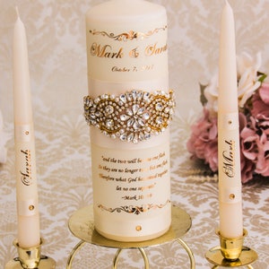 Gold Unity Candle Set Gold Wedding Unity Candles Ivory Wedding Candle ...