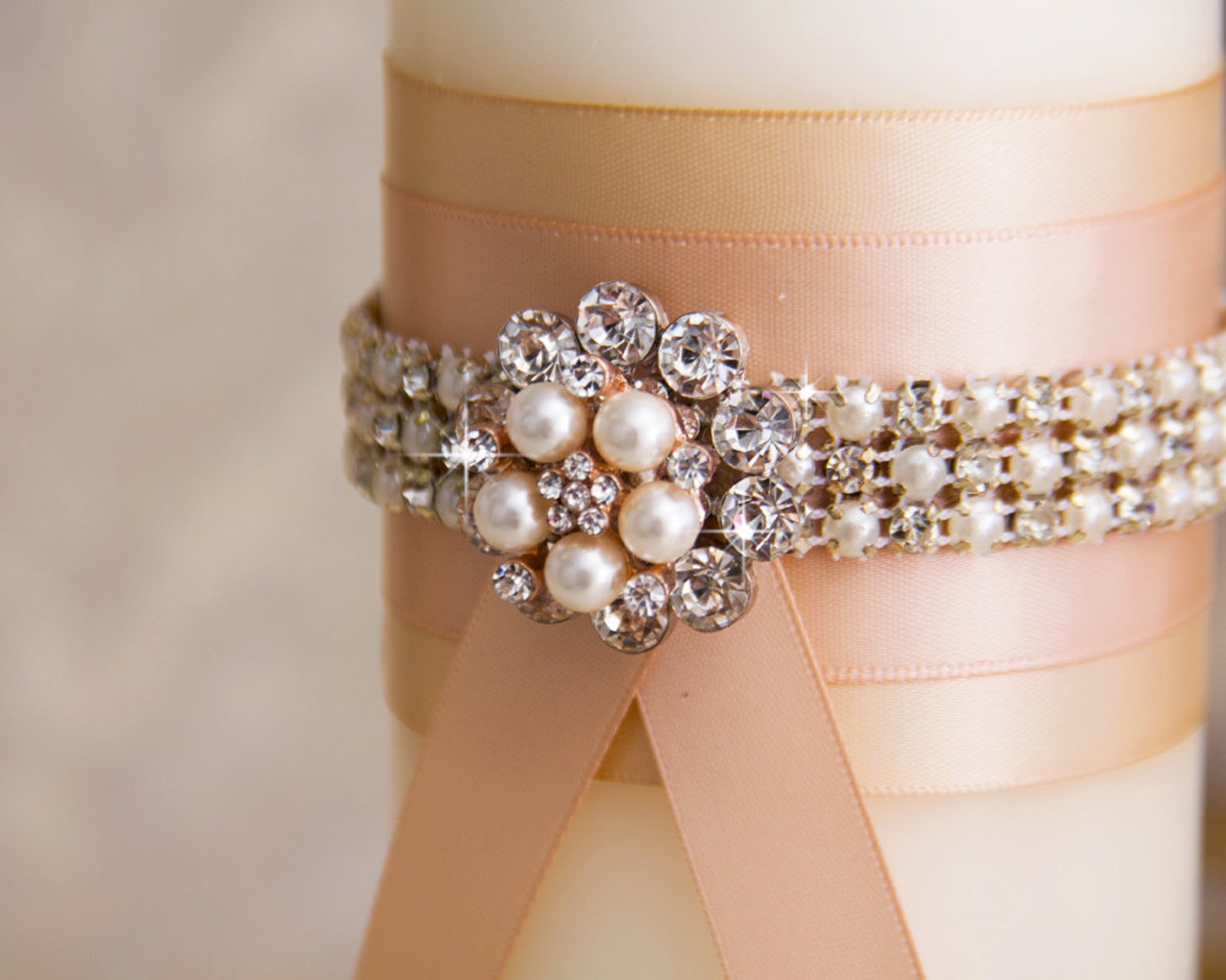 Blush Wedding Decor Rhinestone Unity Candle Centerpiece Unity - Etsy